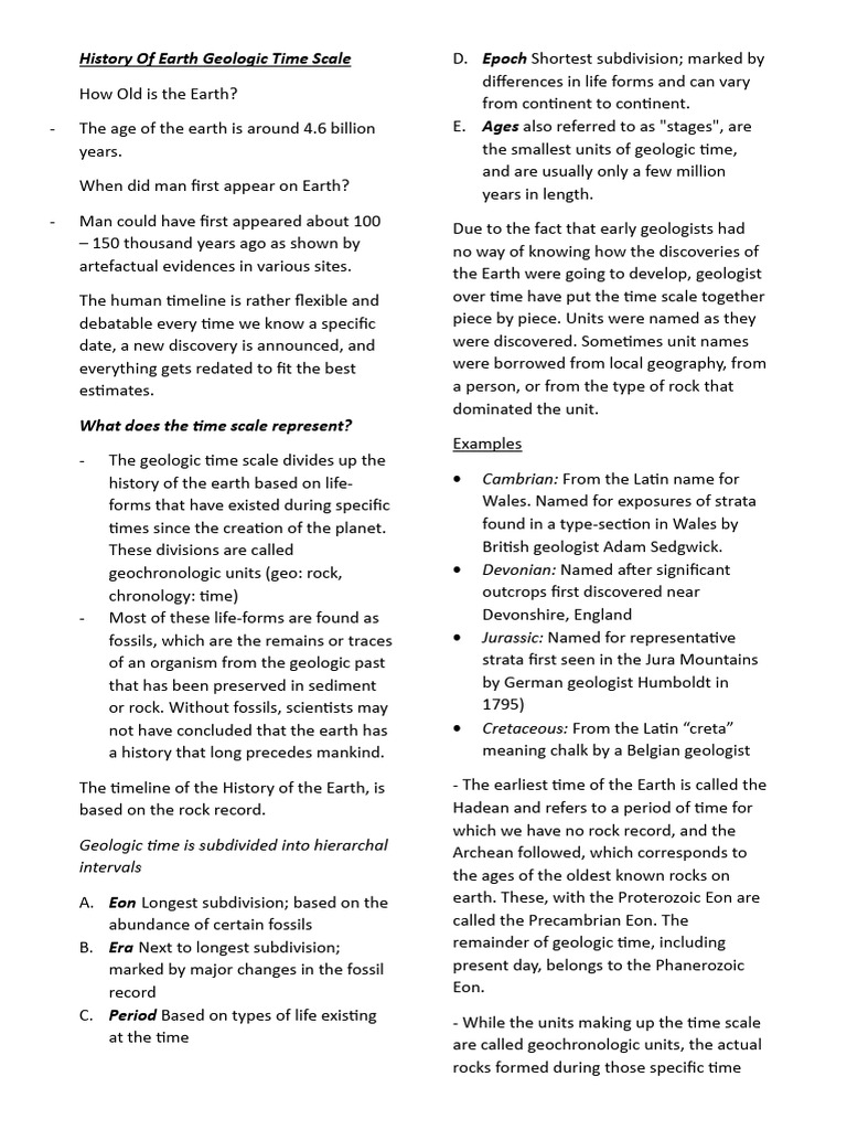 History of Earth Geologic Time Scale | PDF | Geologic Time Scale | Geology