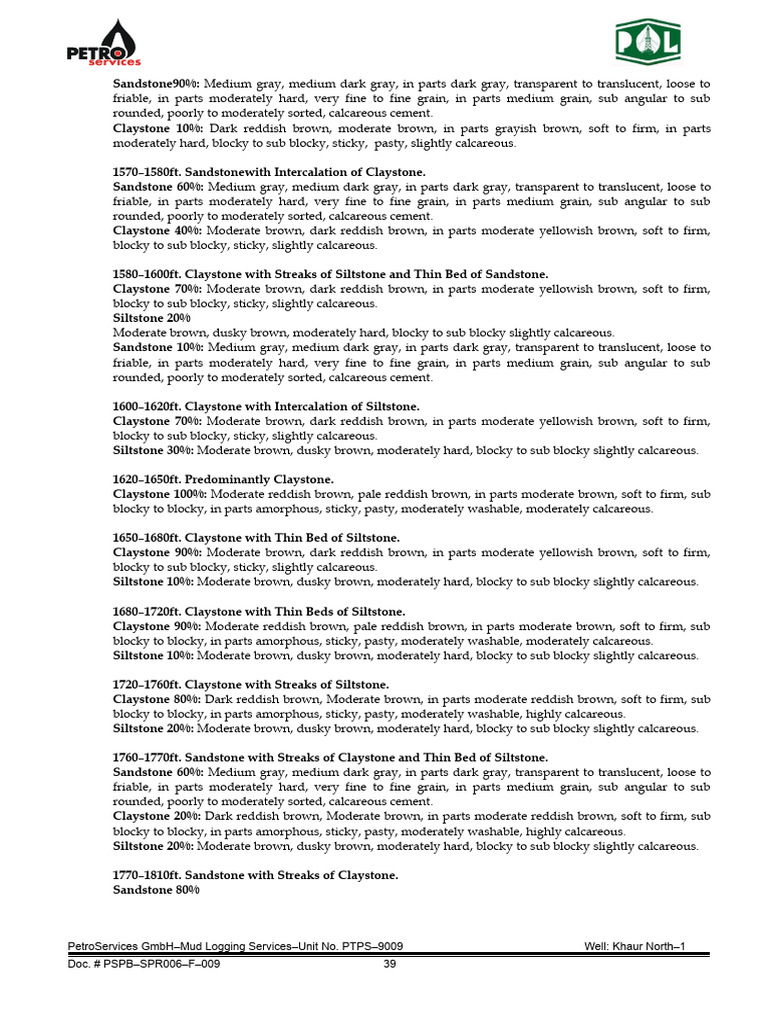 Drilling Well End Report 12 | PDF | Sandstone | Rocks