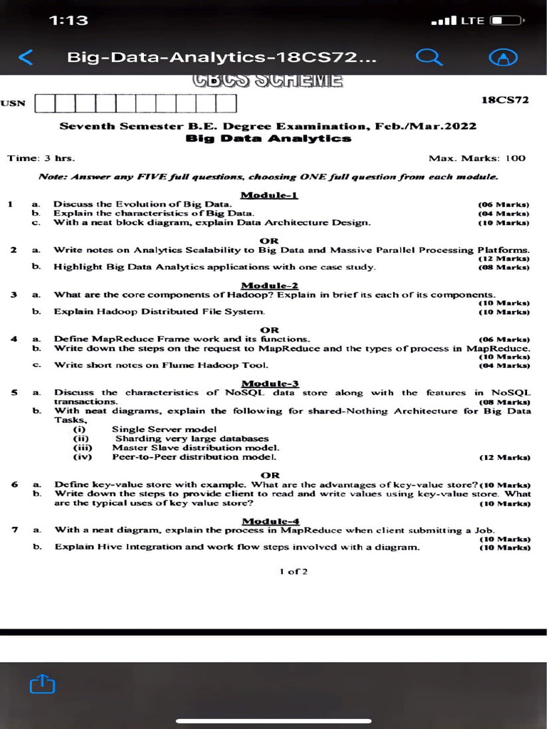 Big-Data-Analytics-18CS72 ... : R Lil | PDF | Apache Hadoop | Map Reduce