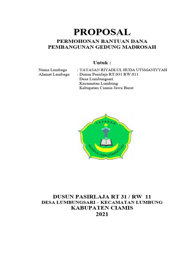 PROPOSAL Madrasah Baru Print | PDF