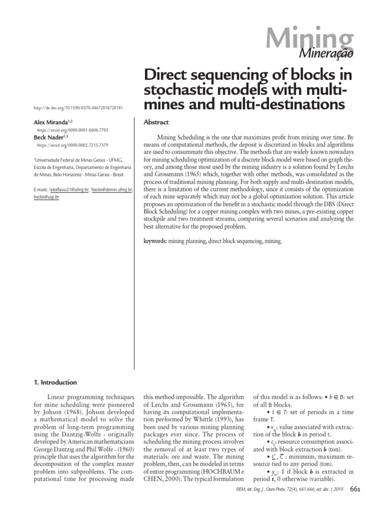 Direct Sequencing of Blocks in Stochastic Models With Muit-Mines and ...