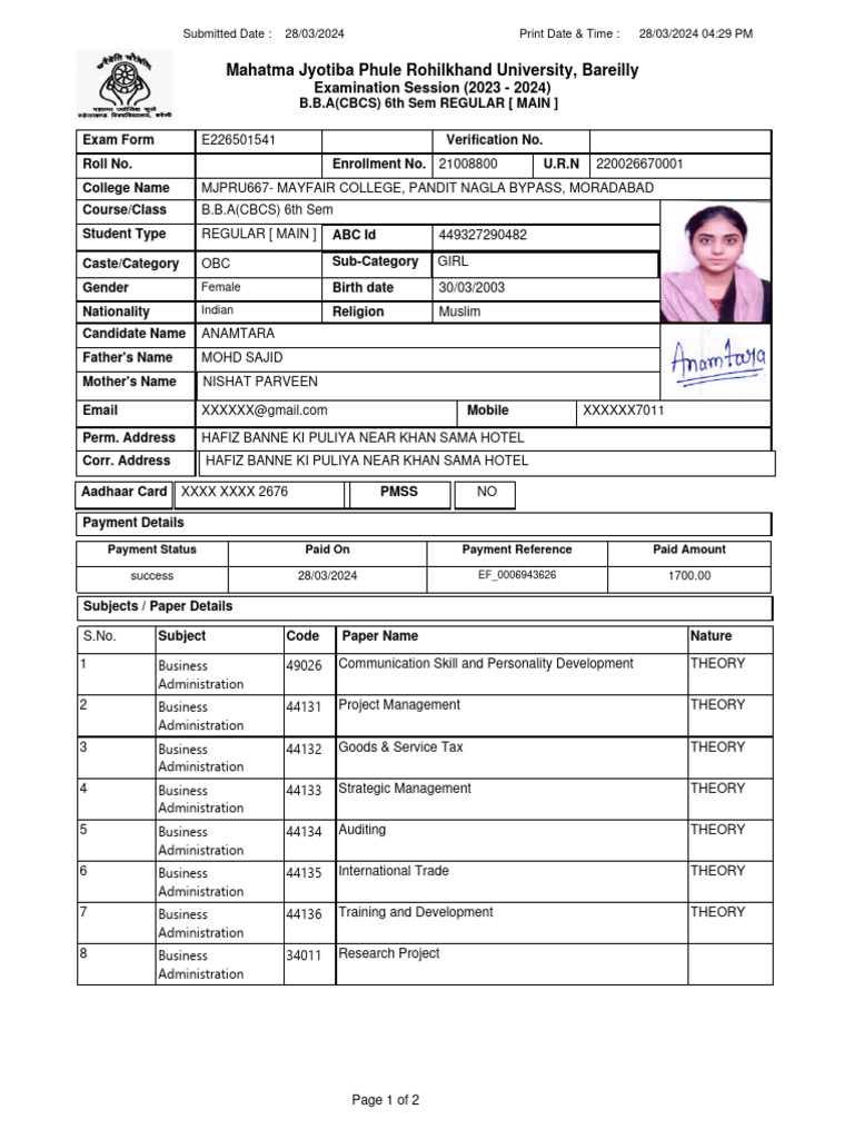 Examination Enrollment-1 | PDF