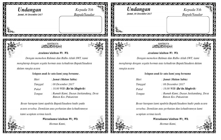 Undangan Selapan Bayi ke-1 | PDF