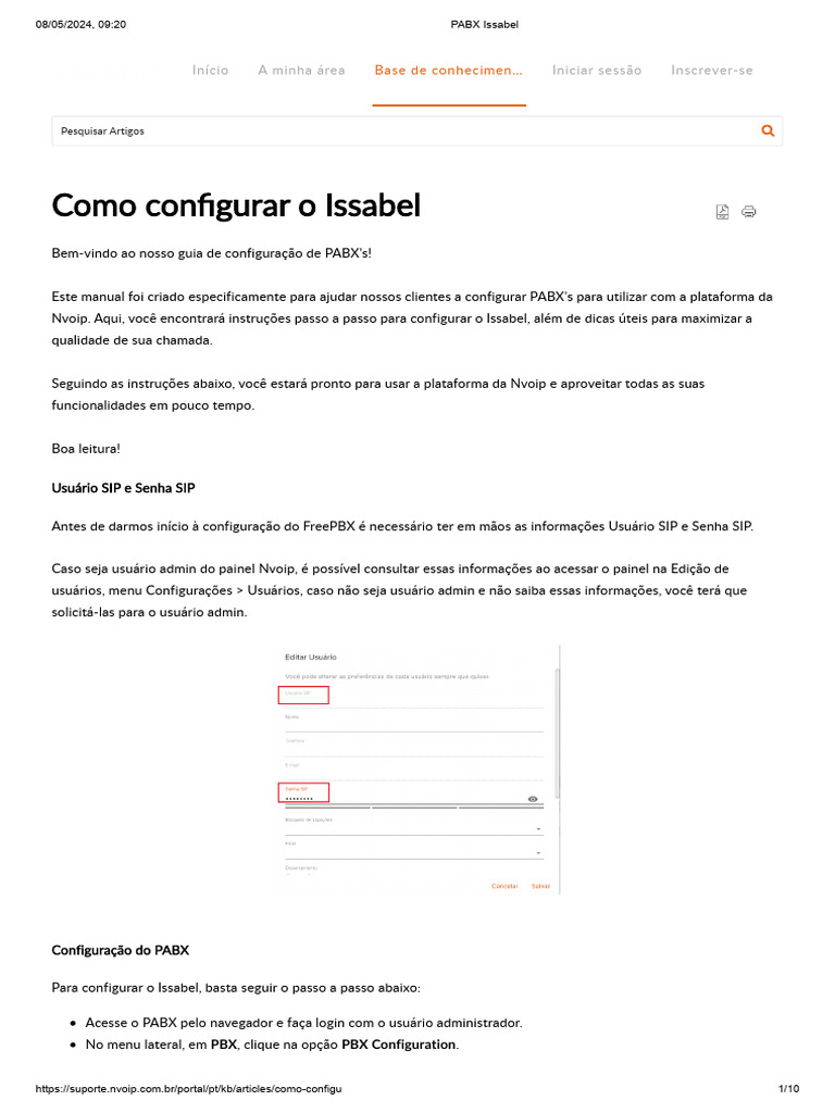 PABX Issabel - Configuração Inicial | PDF | Telecomunicações | Programas