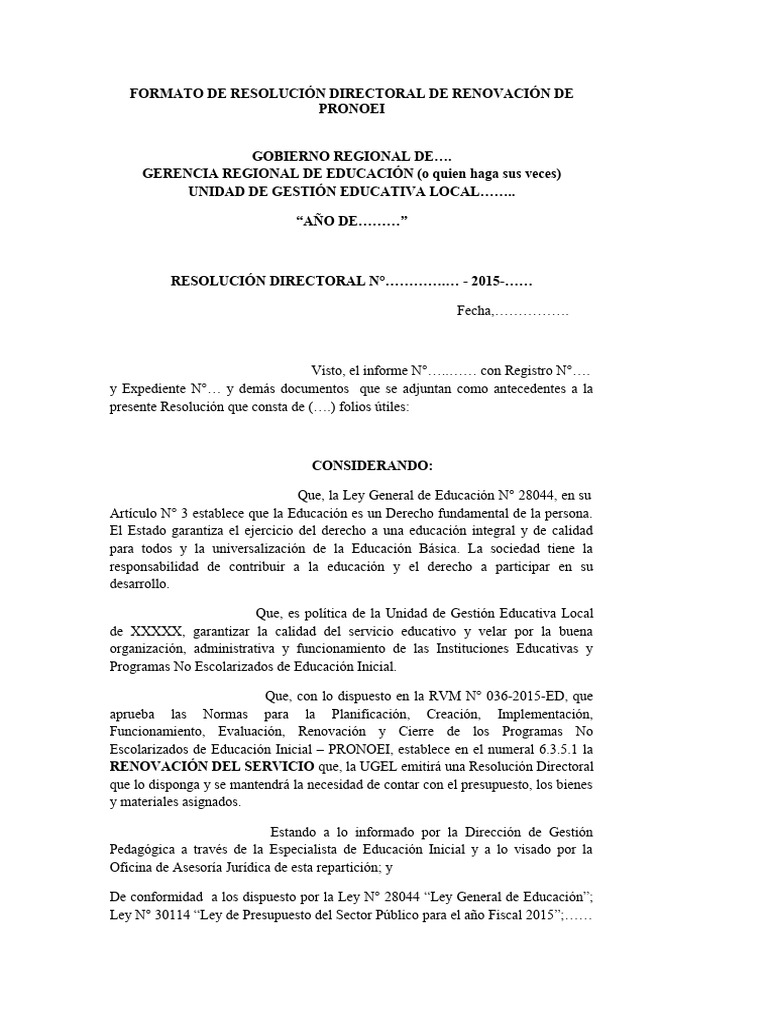 Formato RD Renovacion | PDF | Educación de la primera infancia