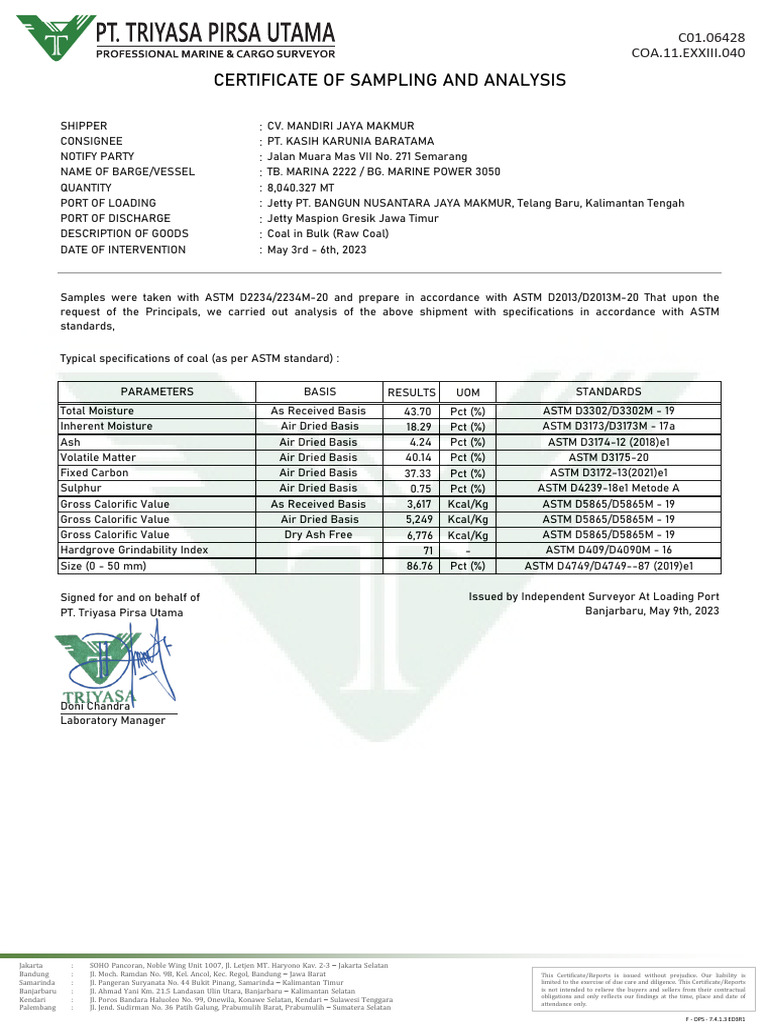 Mjm-Coa May 2023 | PDF | Shipping