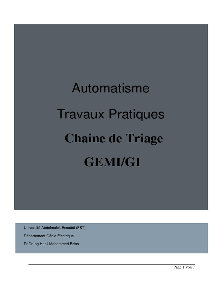 Automatisme Travaux Pratiques: Chaine de Triage Gemi/Gi | PDF