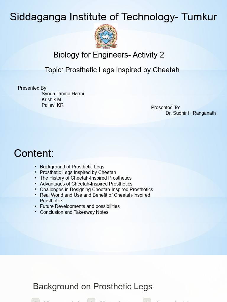 Cheetah-Inspired Prosthetic Legs Overview | PDF | Prosthesis | Engineering