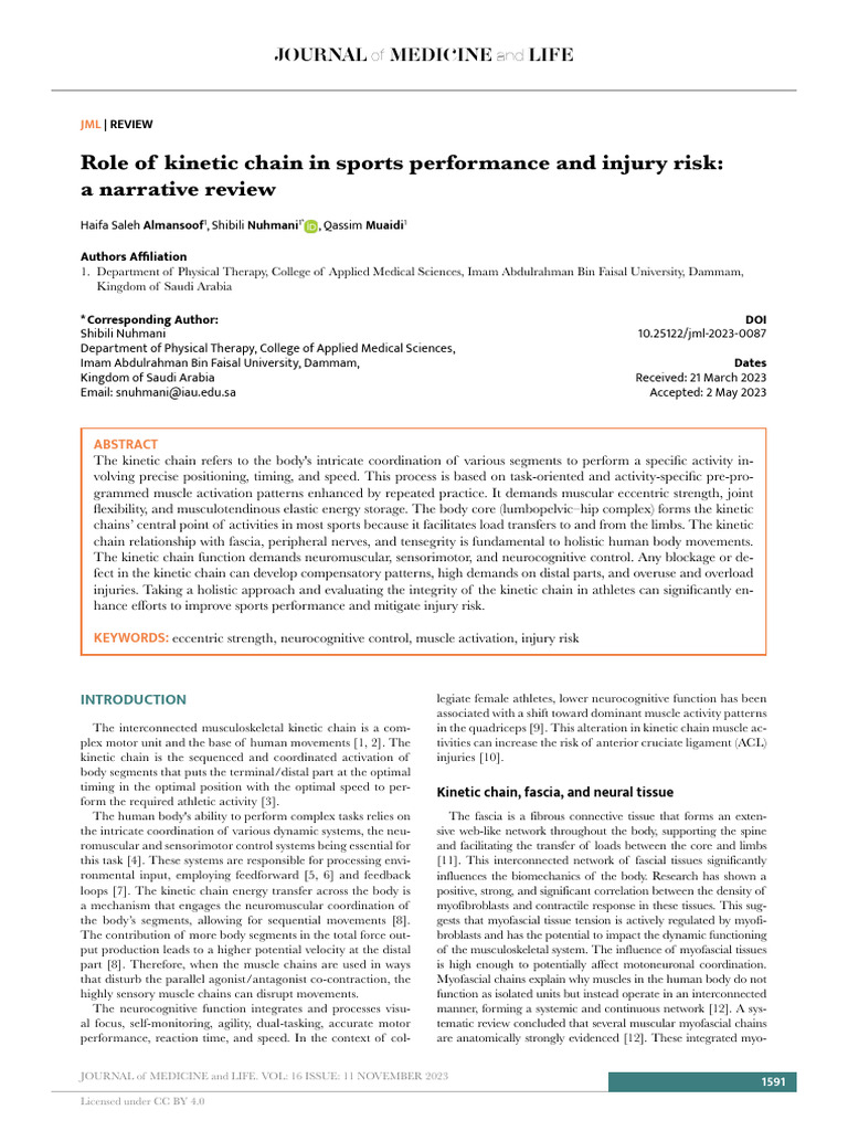 Role of Kinetic Chain in Sports | PDF | Anatomical Terms Of Motion ...
