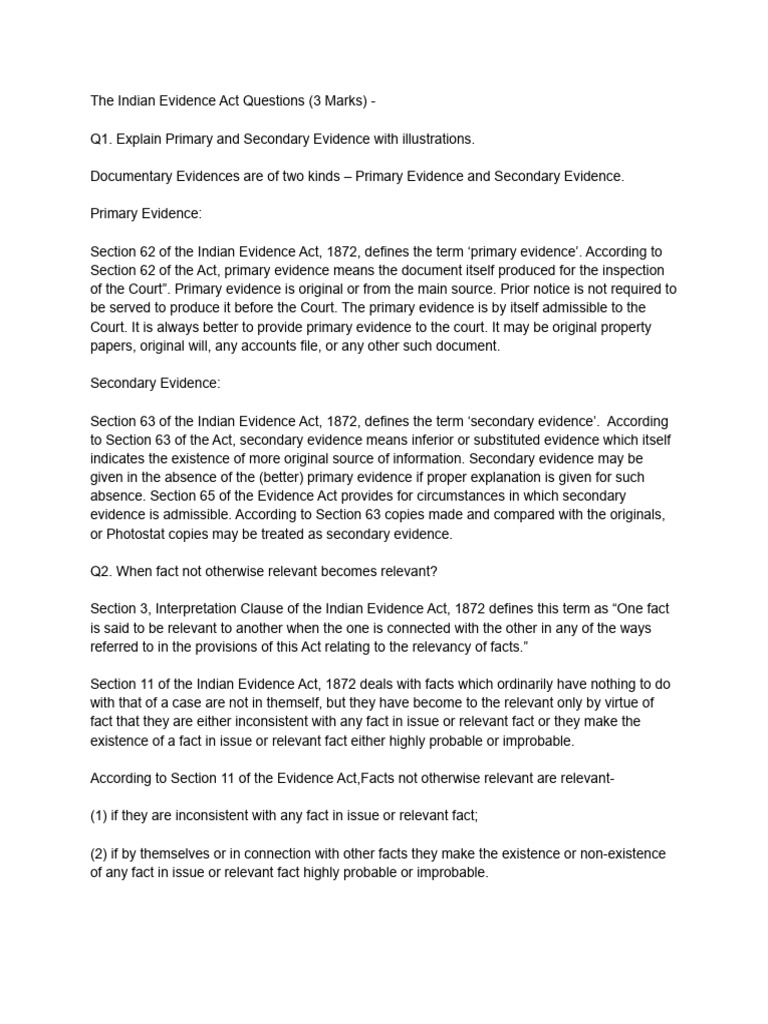 Evidence Q & A | PDF | Confession (Law) | Evidence (Law)