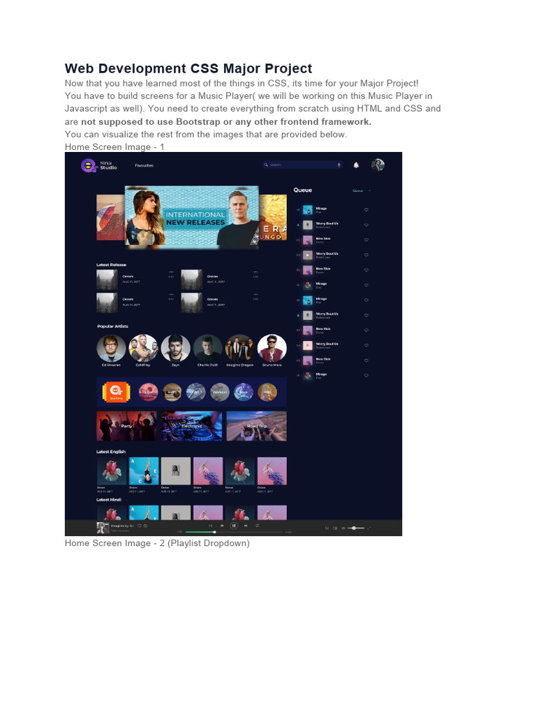 Music Player Project - CSS | PDF