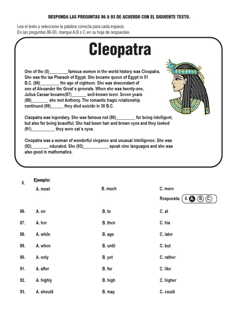 Cleopatra: ICFES Reading Comprehension | PDF