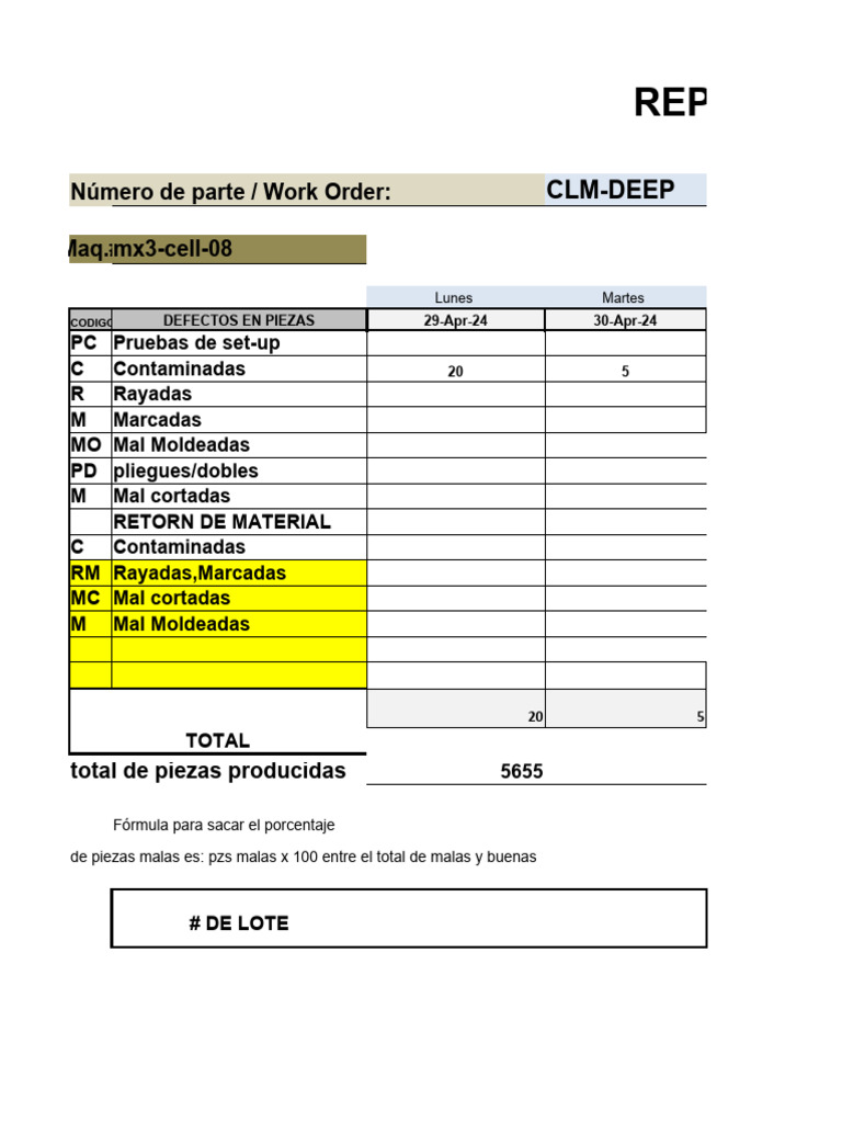 Reporte de Defectos de Producción | PDF