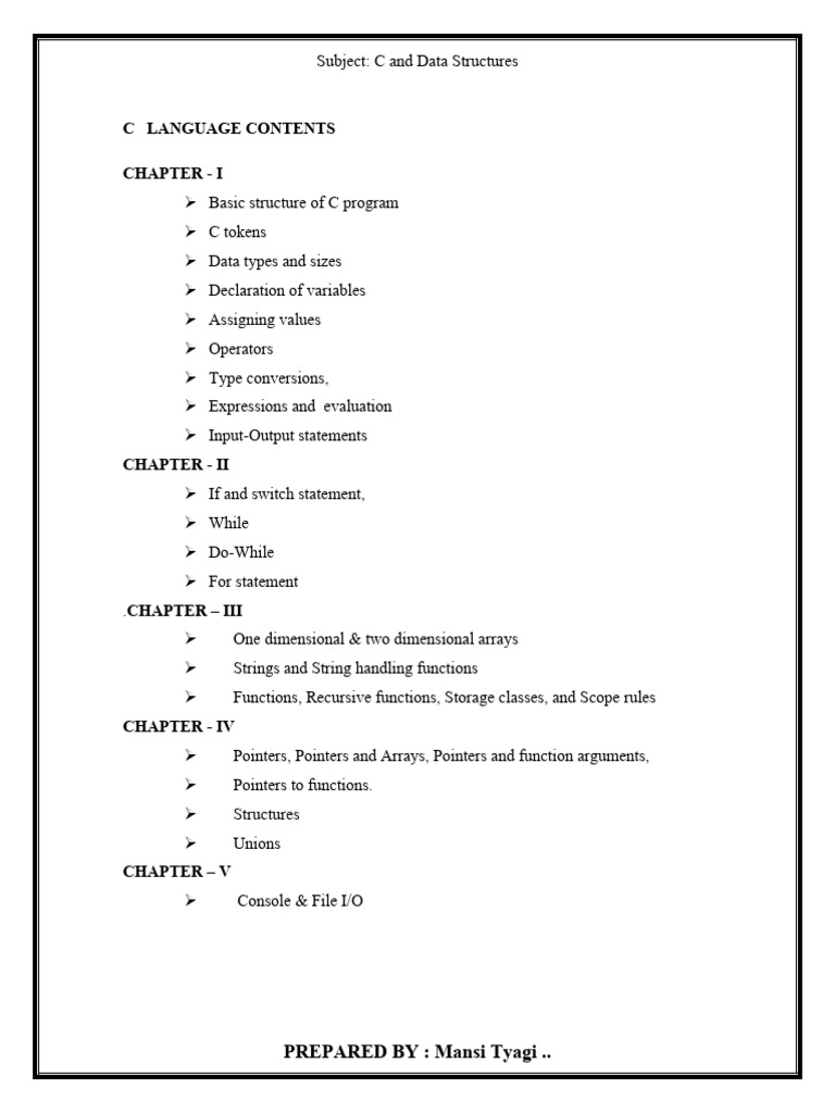 C Programming and Data Structures Guide | PDF | Integer (Computer Science) | Computer Program