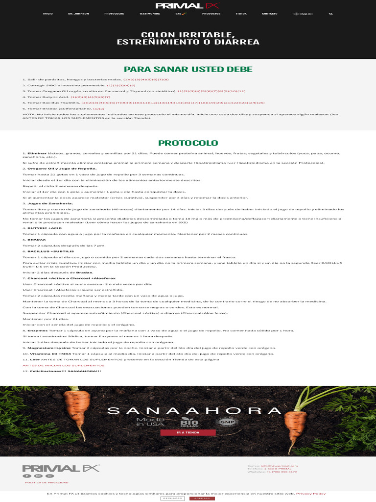 PROTOCOLO COLON IRRITABLE Y O ESTRENIMIENTO - Primal FX | PDF