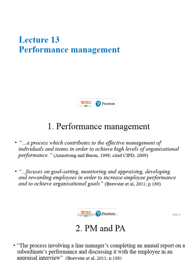 Lecture 13 - Performance Management (Part 1) | PDF | Performance ...