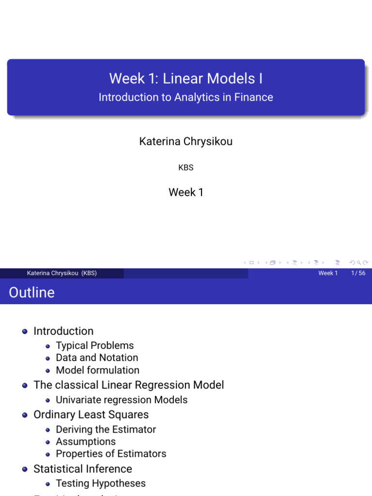 Week 1 | PDF | Errors And Residuals | Linear Regression