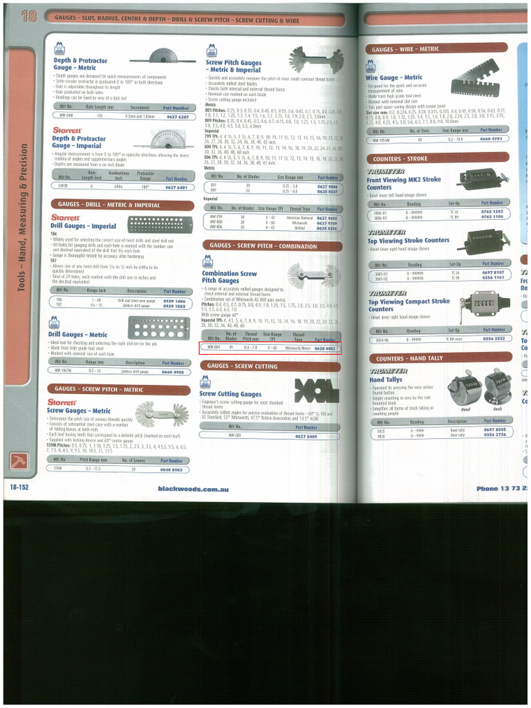 Combination Screw Pitch Gauge | PDF