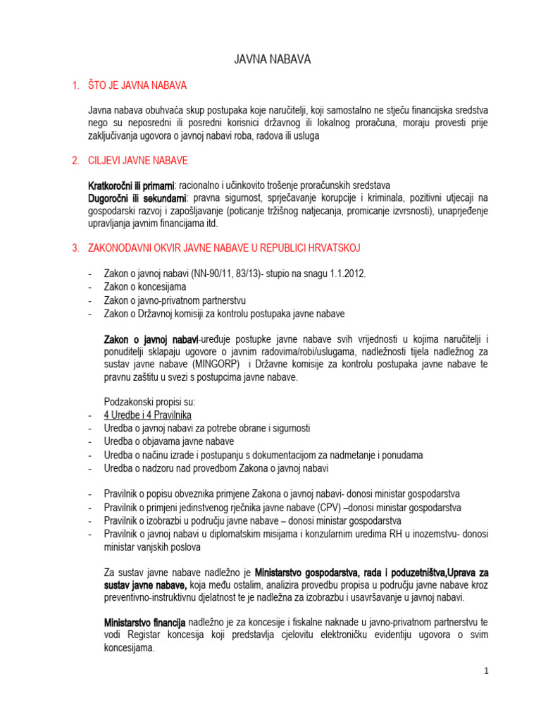 JAVNA NABAVA - Skripta | PDF