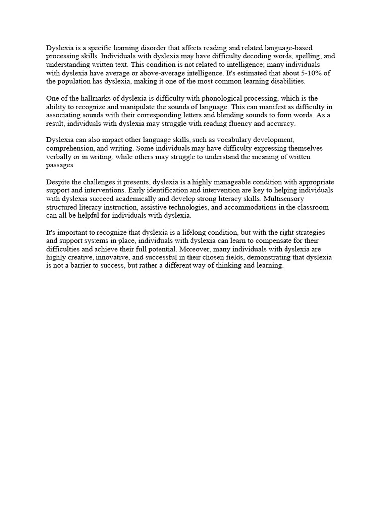 Understanding Dyslexia for Educators | PDF