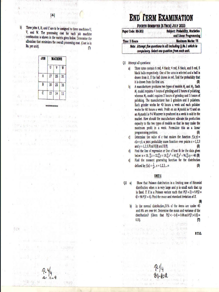 IT Question Papers 2022-2023 4th Semester | PDF