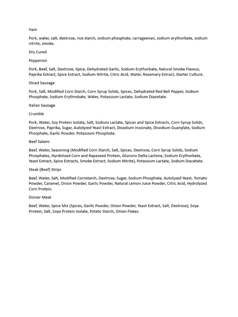 dcs 1 | PDF | Sausage | Starch