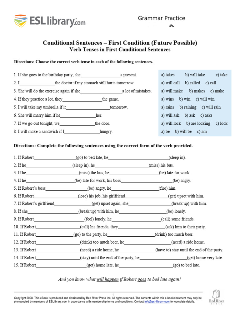 Conditional Handouts p1&3 ESL Library | PDF | Syntax | Language Mechanics