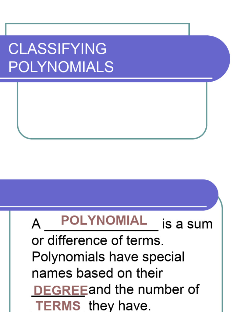 Classifying Polynomials | PDF | Teaching Methods & Materials