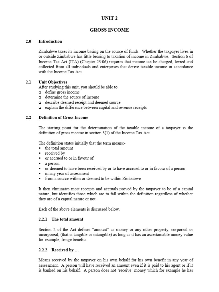 Gross Income Unit 2 | PDF | Gross Income | Taxes