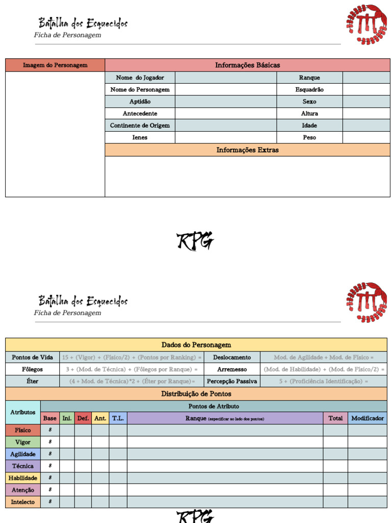 Ficha de Personagem para RPG | PDF