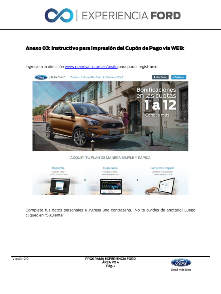 Plan Óvalo - Instructivo para Descarga Del Cupón de Pago | PDF | Negocios