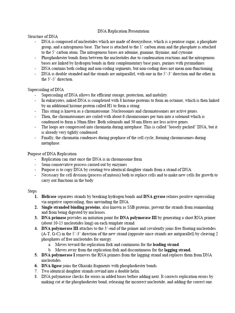 DNA Replication (Summary - Presentation) | PDF | Dna | Dna Replication