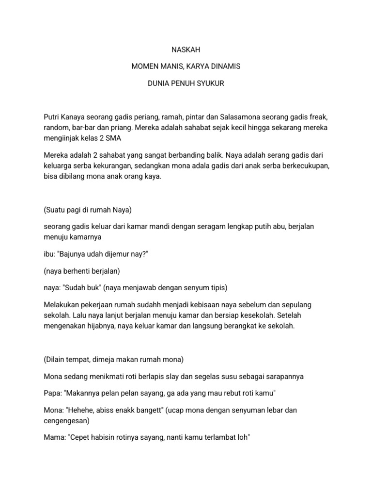 Naskah Sineas Naya Dan Mona | PDF