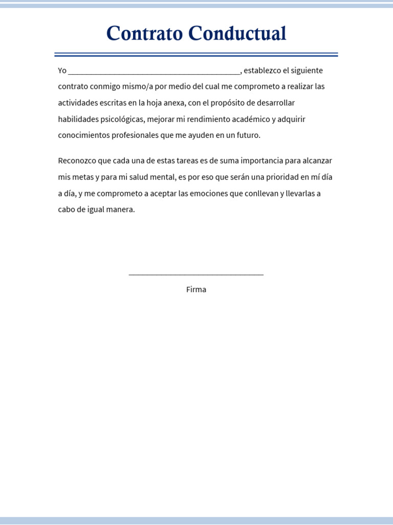 Contrato Conductual Personalizado | PDF | Crecimiento personal y ...