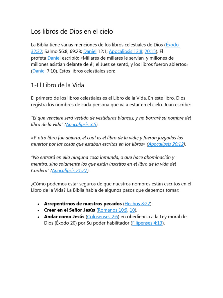 Los Libros de Dios en El Cielo | PDF | Teología | Biblia