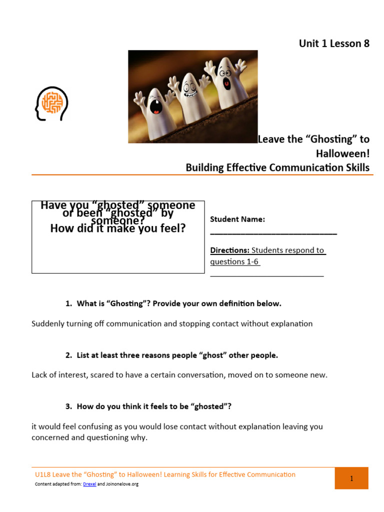 Leave The Ghosting To Halloween - Building Effective Communication Skills | PDF | Communication ...