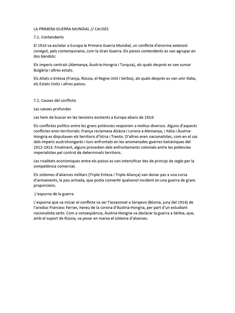 La Primera Guerra Mundial | PDF