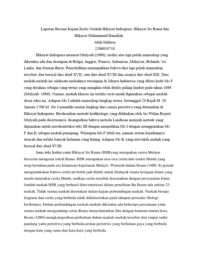 UTS Studi Kritis Naskah Nusantara | PDF | Klasik