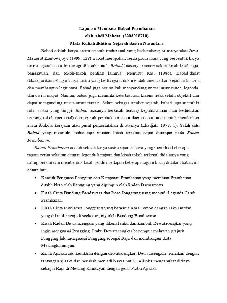 Analisis Babad Prambanan dan Unsurnya | PDF | Agama & Spiritualitas ...