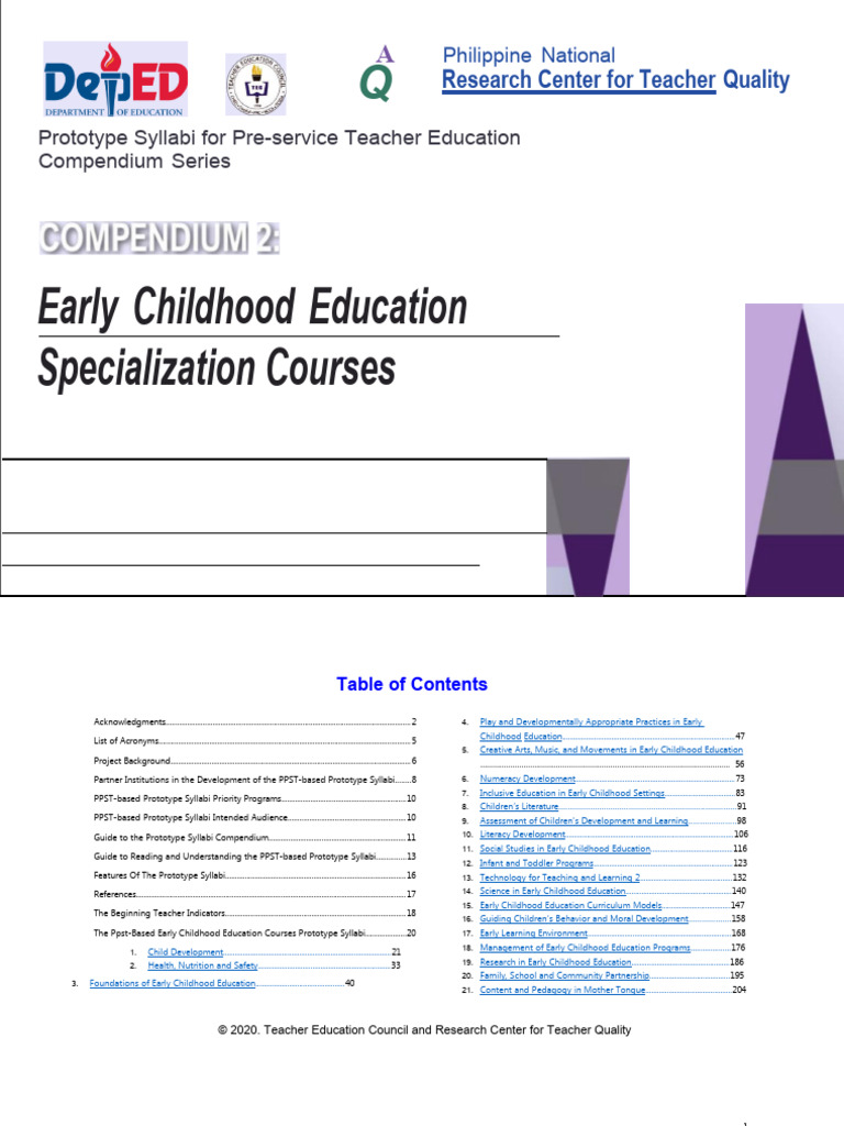 Early Childhood Education Prototype Syllabi Compendium | PDF | Learning ...