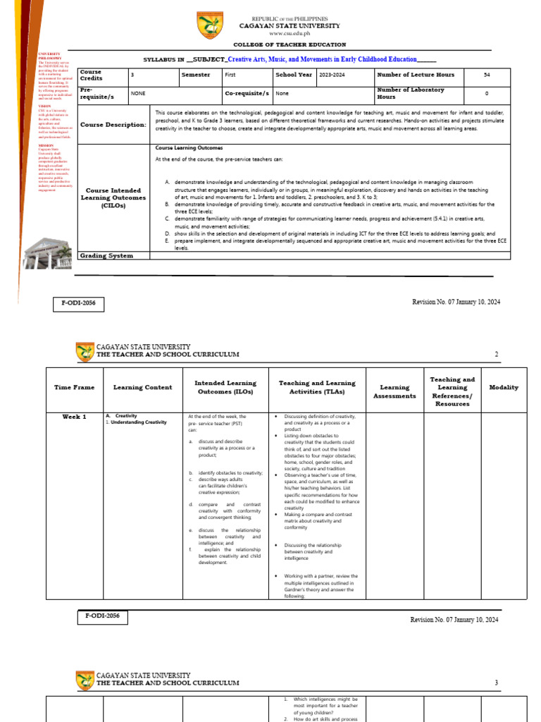 Creative Arts, Music, and Movements in Early Childhood Education | PDF ...