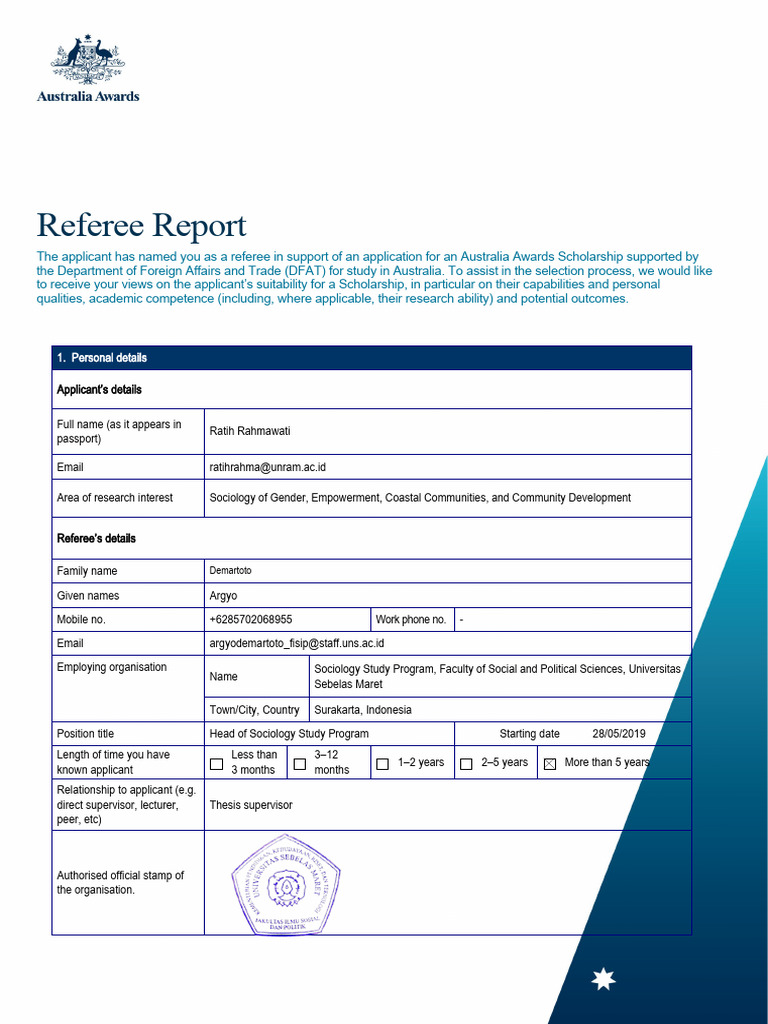 Referee Report for Ratih Rahmawati | PDF | Sociology | Critical Thinking