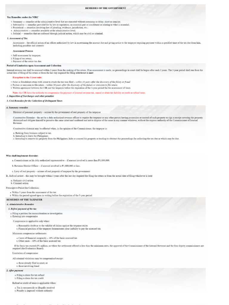 Tax Remedies Reo | PDF