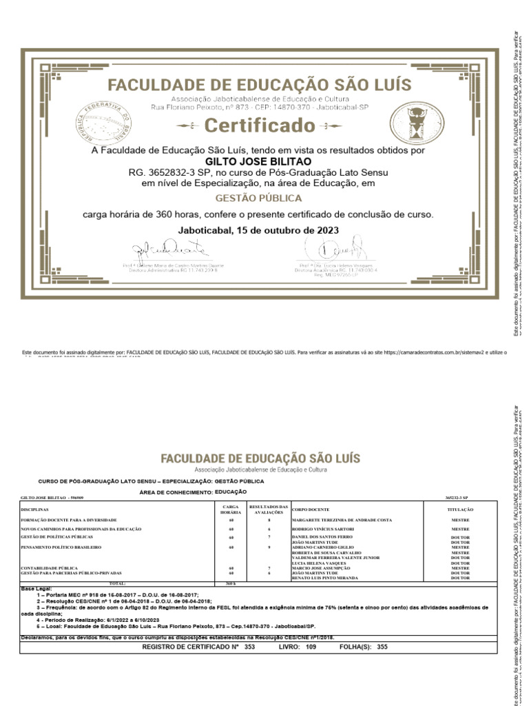 Diploma Da Pós Gestão | PDF | Pós-graduação