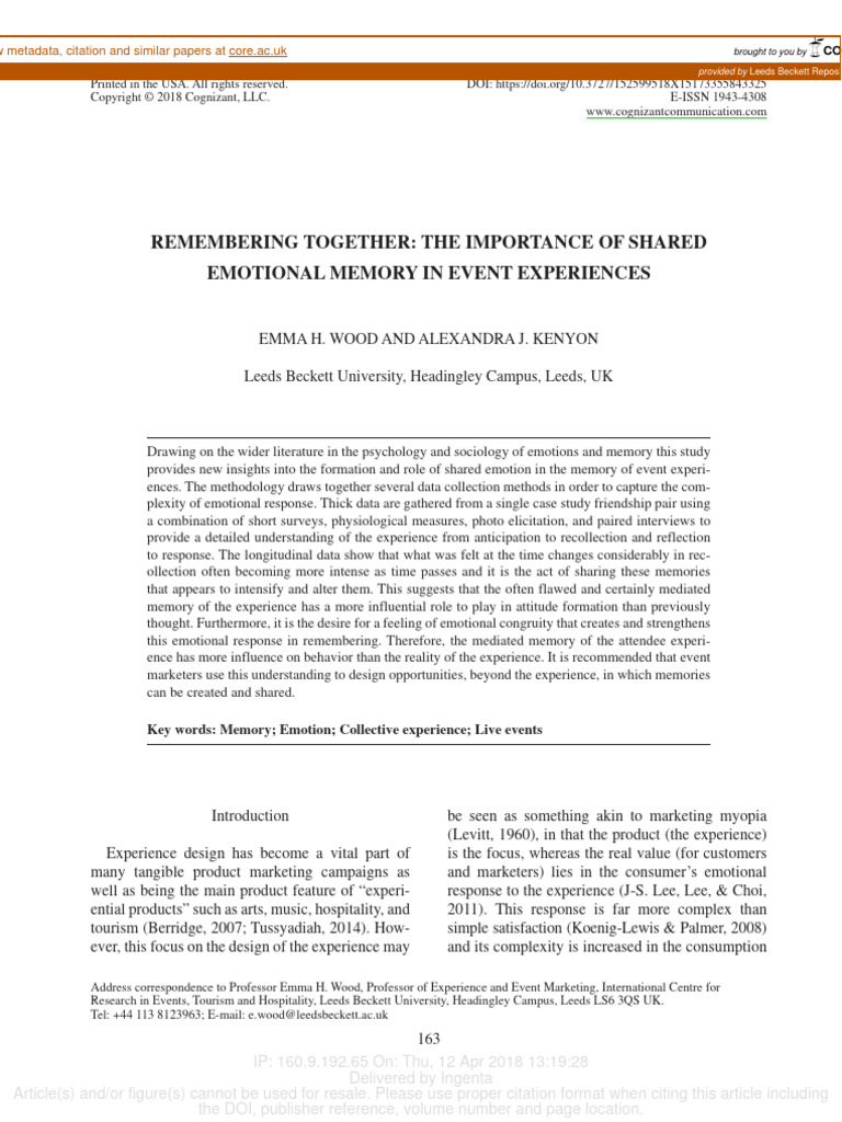 Remembering Together: The Importance of Shared Emotional Memory in ...