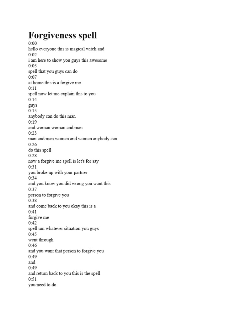 Spells 2 | PDF | Forgiveness