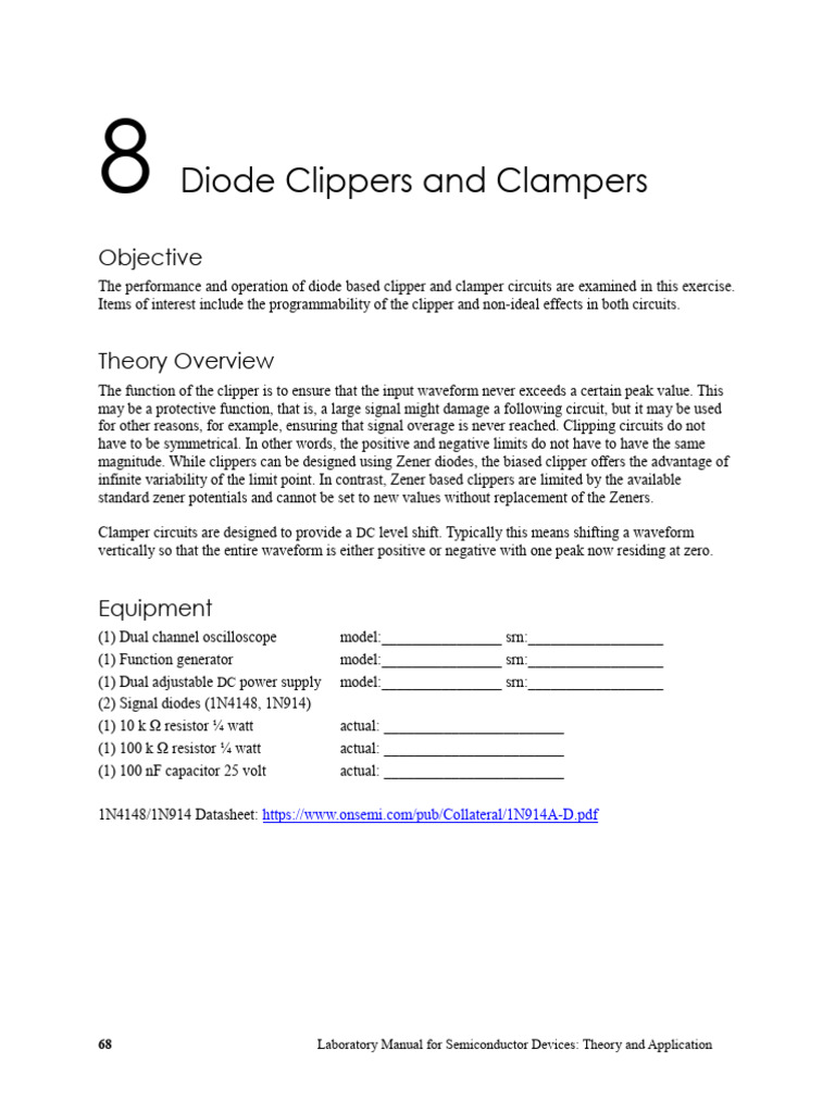 Diode Clippers and Clampers: Objective | PDF | Rectifier | Transformer