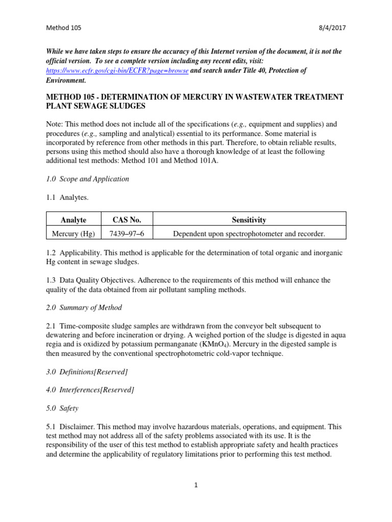 EPA Method 105 - Determination of | PDF | Nitric Acid | Chemistry