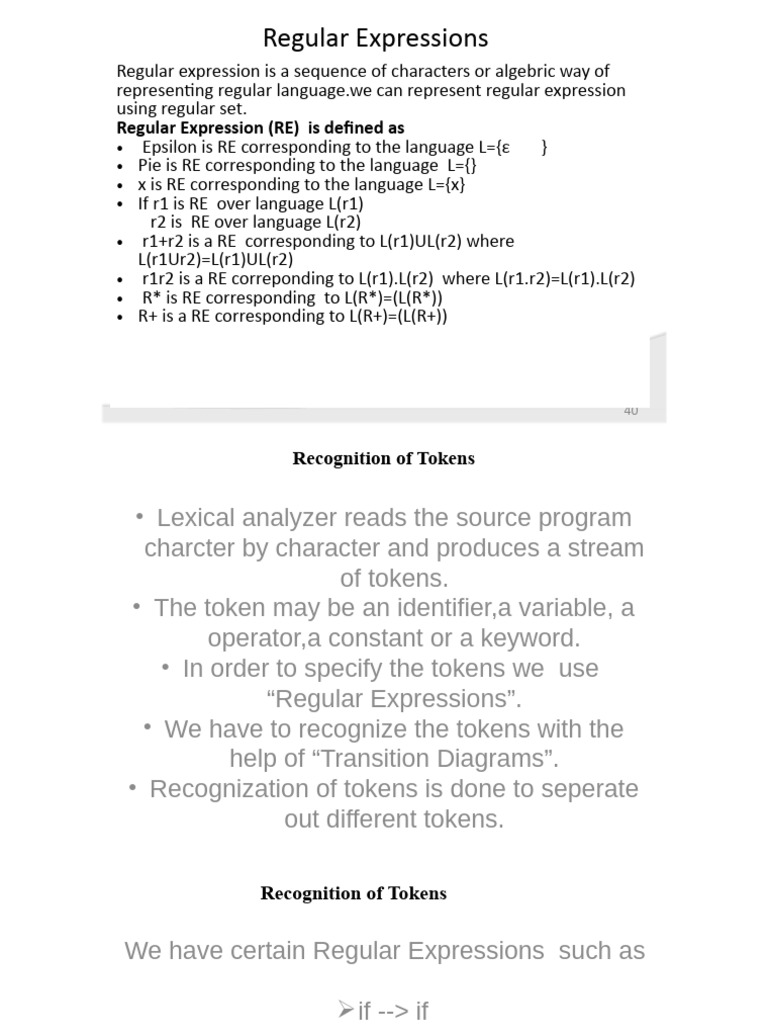 Recognition of Tokens | PDF