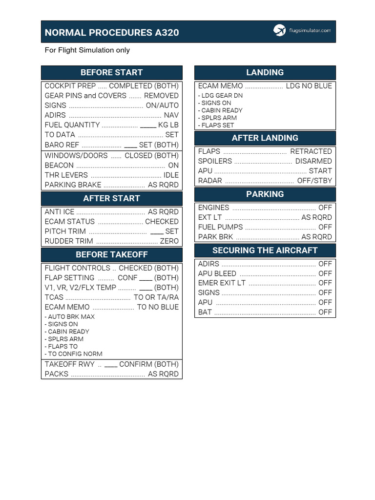 A320 Checklist | PDF | Aviation Safety | Aeronautics